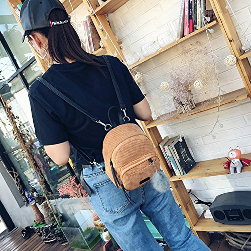 sikiwind Girl Mini Backpack Women Ball Winter Velvet Shoulder Bag(Khaki)