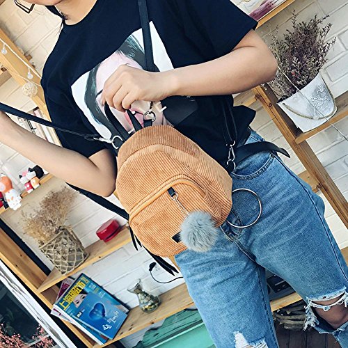 sikiwind Girl Mini Backpack Women Ball Winter Velvet Shoulder Bag(Khaki)