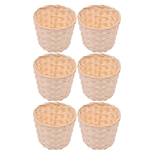 STOBOK Wedding Favors 6Pcs Mini Woven Basket, Small Wicker Baskets Miniature Flower Basket Rattan Storage Baskets Container for Party Favors Crafts Decor Small Woven Basket