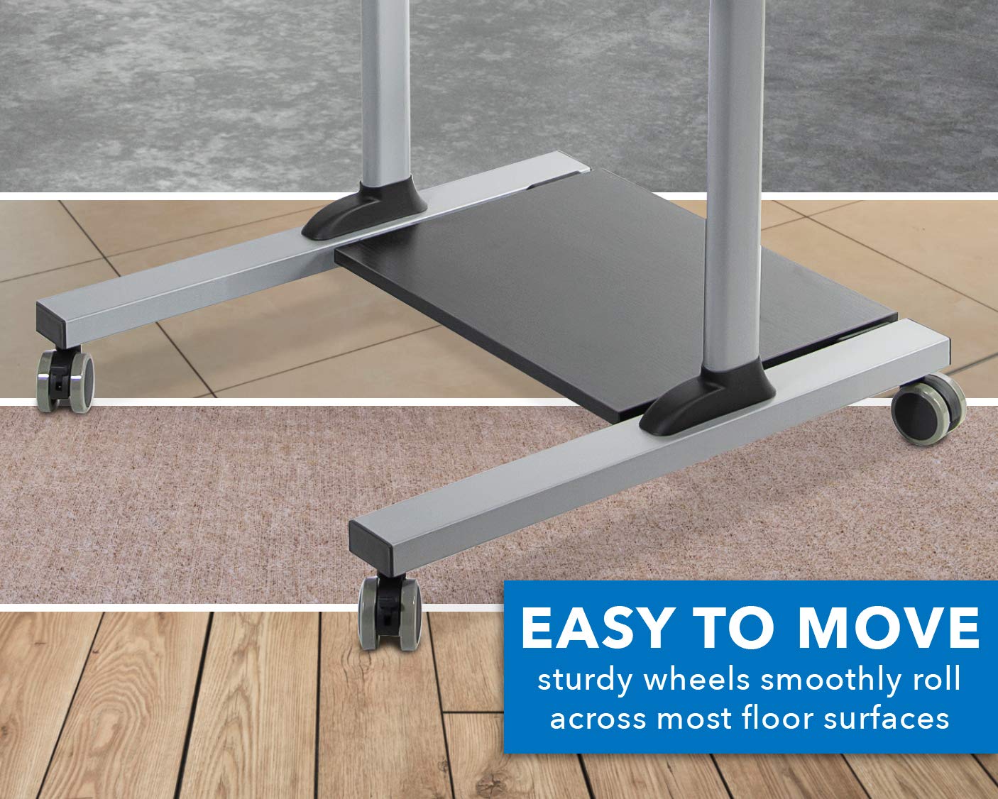 Mount-It! Mobile Standing Desk with Dual Monitor Mount - 40 Inch Wide Height Adjustable Rolling Computer Workstation with Four Wheels,