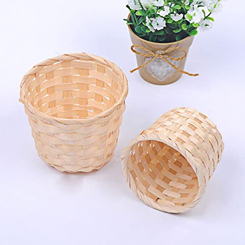STOBOK Wedding Favors 6Pcs Mini Woven Basket, Small Wicker Baskets Miniature Flower Basket Rattan Storage Baskets Container for Party Favors Crafts Decor Small Woven Basket