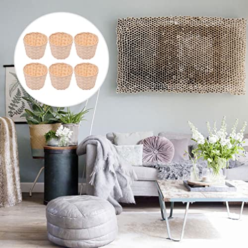 STOBOK Wedding Favors 6Pcs Mini Woven Basket, Small Wicker Baskets Miniature Flower Basket Rattan Storage Baskets Container for Party Favors Crafts Decor Small Woven Basket
