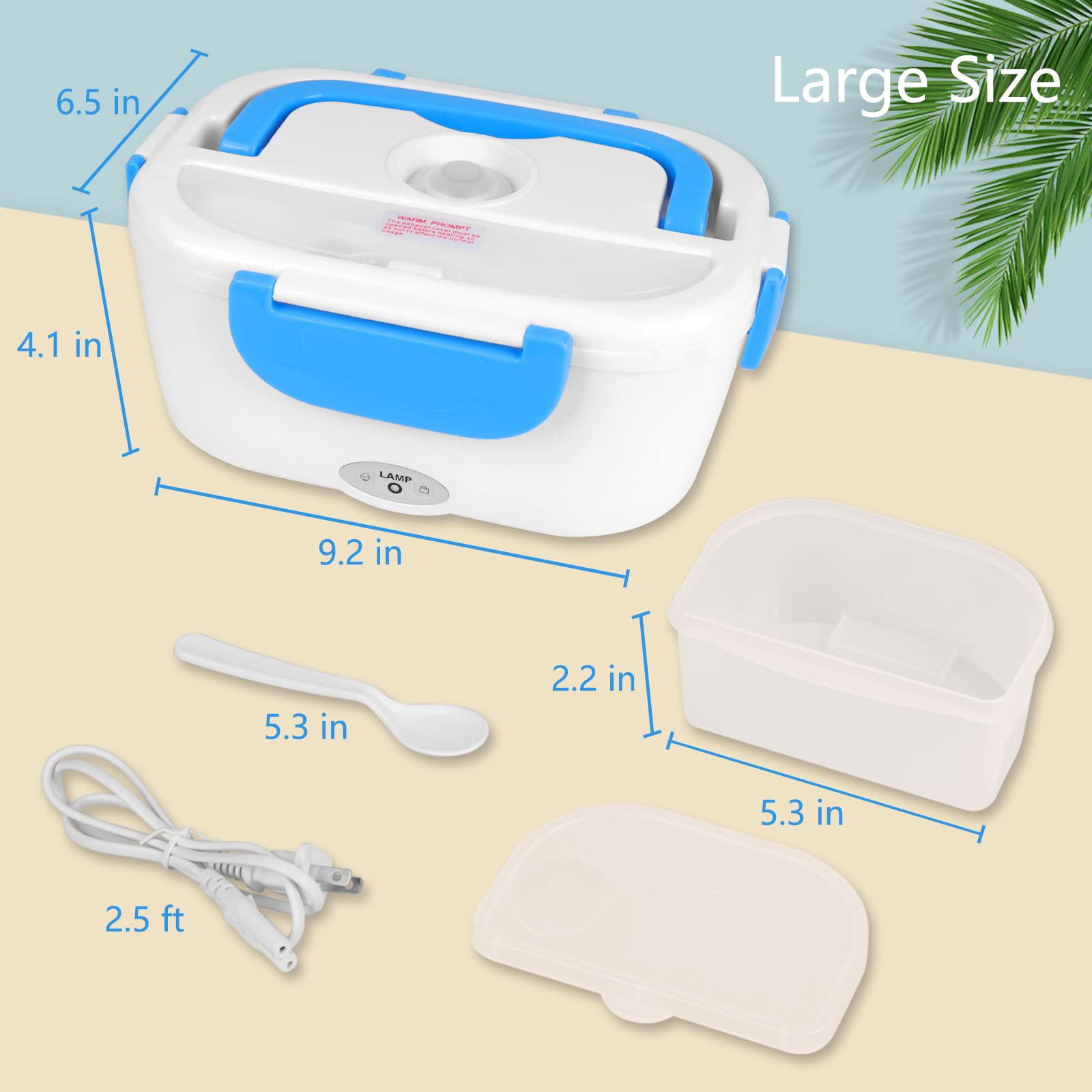 VECH Electric Heating Lunch Box Food Heater Portable Lunch Containers Warming Bento Box for Home & Office Use 110V Heat up Lunch Box (Blue)