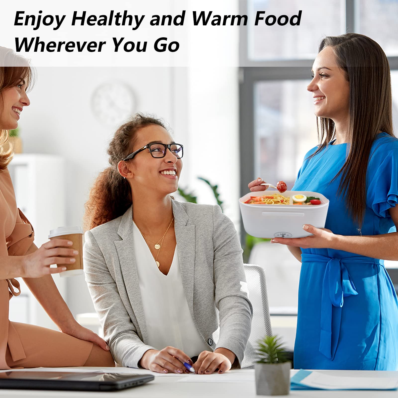 VECH Electric Heating Lunch Box Food Heater Portable Lunch Containers Warming Bento Box for Home & Office Use 110V Heat up Lunch Box (Blue)