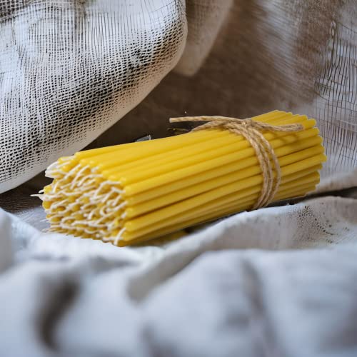 Pure Beeswax Church Candles, Orthodox Church Tapers 7.5 Inches (19 cm), Handmade, 50 candles