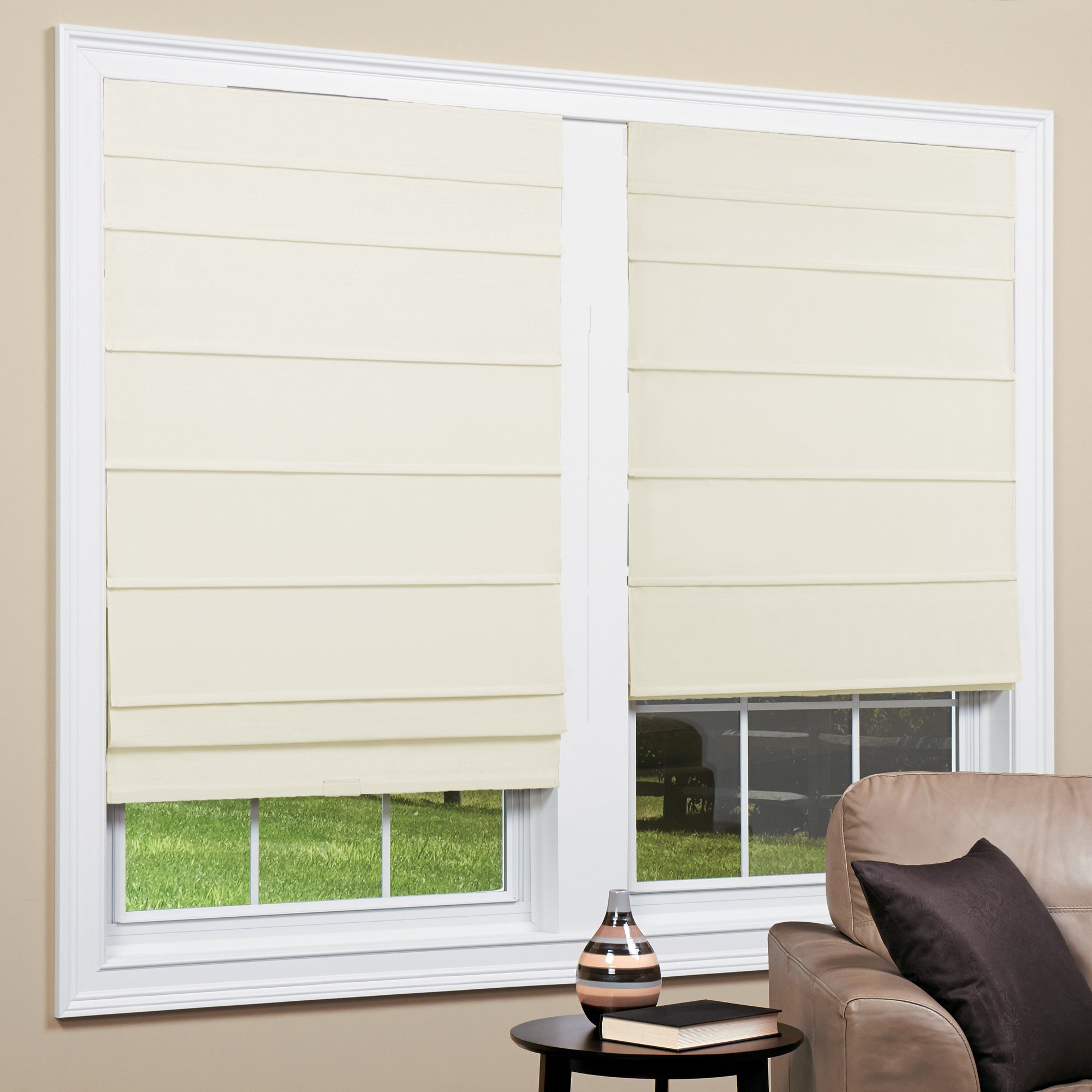 Cordless Room Darkening Fabric Roman Shade (Bone, 23x64)
