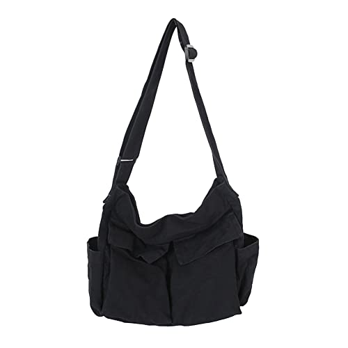 Canvas Tote Bag for Women Men Canvas Messenger Bags Aesthetic Hobo Handbag Large Capacity School Totes Casual Shoulder Bag