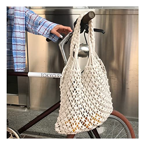 TKFDC Summer Beach Bucket Cotton Hollow Out Casual Solid Hollow Out Soft High-Capacity Shoulder Bag Handbag (Color : E, Size : 1)