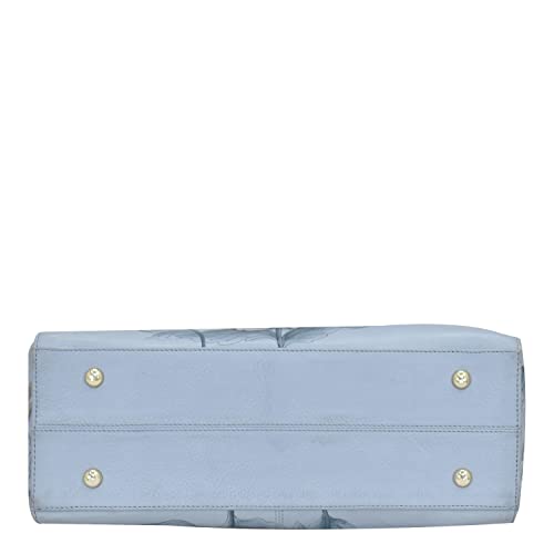 Anuschka Women’s Hand Painted Genuine Leather Wide Organizer Satchel - Rainbow Birds