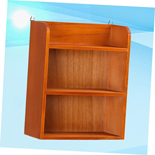 Cabilock Brown Rack Wall Storage Store Wooden Shelf Retro Three Layers Home Hanging for