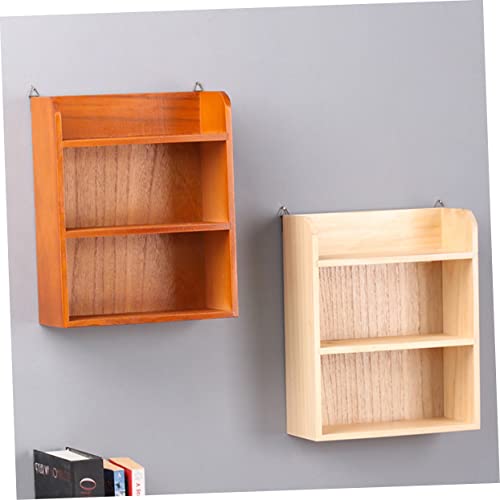 Cabilock Brown Rack Wall Storage Store Wooden Shelf Retro Three Layers Home Hanging for
