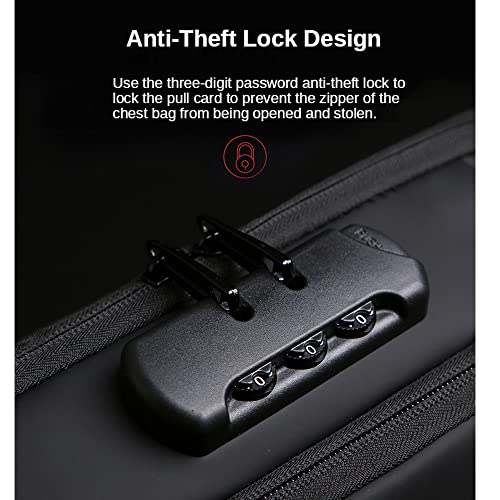 LELEBEAR Anti Theft Sling Bag, Usb Charging Sport Sling Anti-theft Shoulder Bag Waterproof Chest Bag (grey-brown)