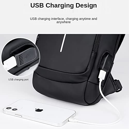 LELEBEAR Anti Theft Sling Bag, Usb Charging Sport Sling Anti-theft Shoulder Bag Waterproof Chest Bag (grey-brown)
