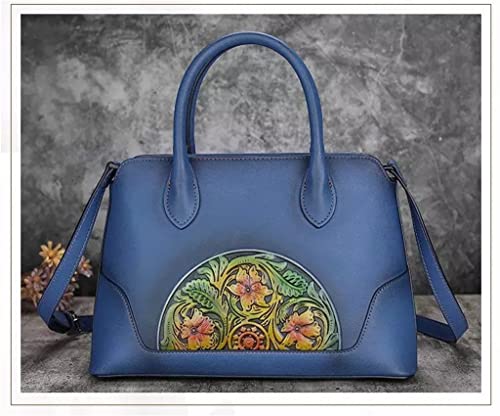 YDXNY Vintage Floral Ladies Tote Bag Hand Embossed Handbag Versatile Women's Shoulder Messenger Bag (Color : C, Size : 30(L)*18(H)*12(W) cm)