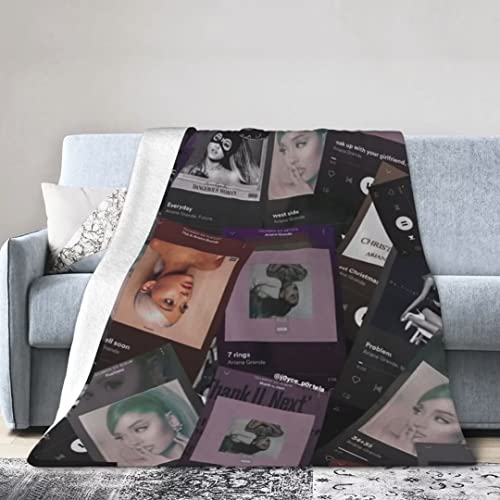 Music Album Cover Blanket Collage Ariana Grande Throw Blanket Ultra-Soft Warm Flannel Blanket for Bed Couch Sofa Bedroom Living Room Pop Singer Fans Gift 60x50 in