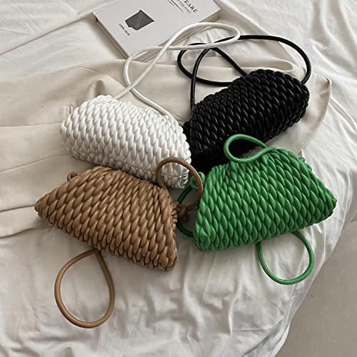 ELDA Dumpling Bag for Women Quilted Clutch Handbag Cloud Purse Fashion Ruched Bag Handmade Leather Hobo Bag