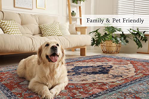 Valenrug Area Rug 5x7 - Stain Resistant Lightweight Washable Rug, Anti-Skid Rugs for Living Room, Boho Persian Area Rug(Multi, 5'x7')