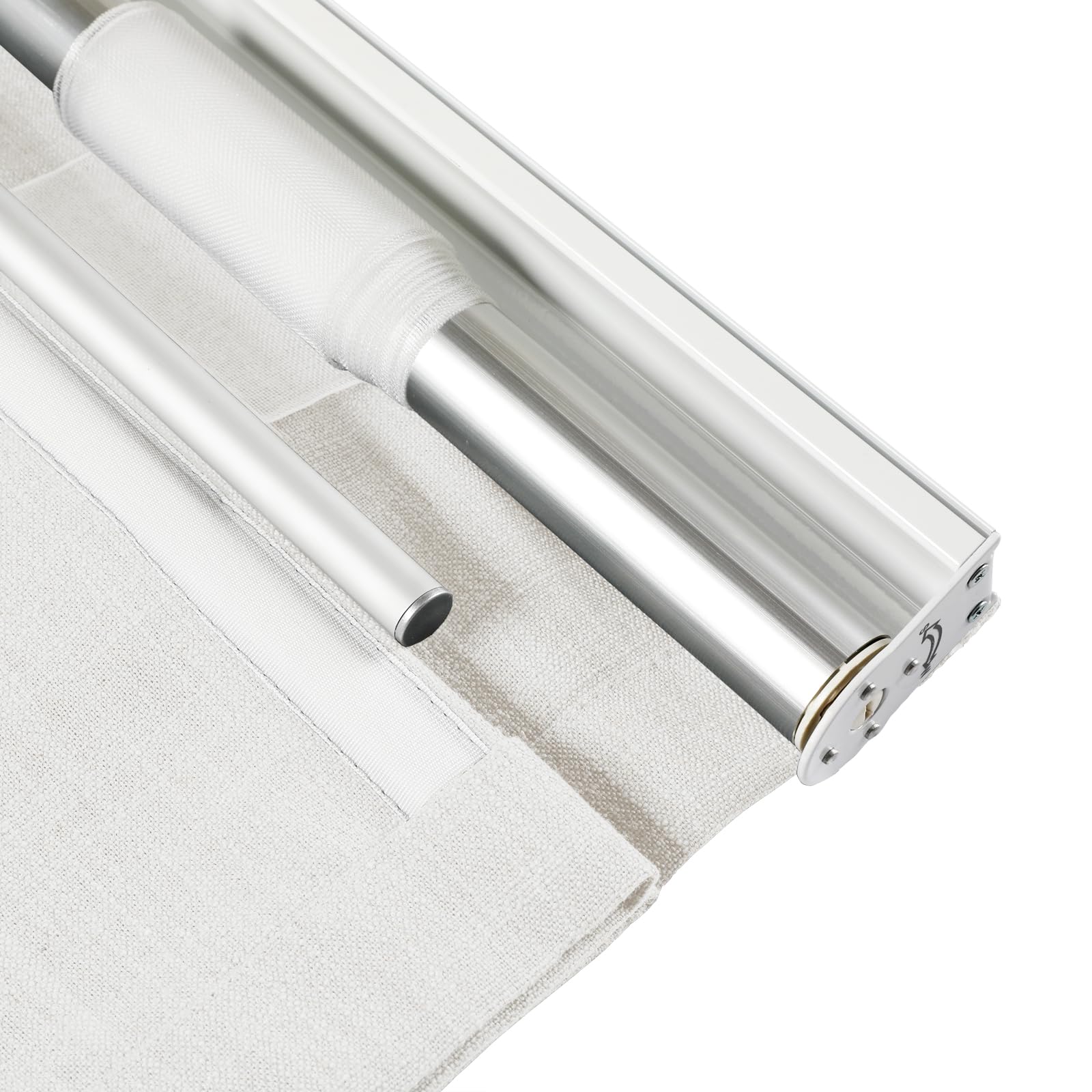 ChadMade Cordless Linen Textured Room Darkening Roman Shade Solid Fabric Window Treatment, Install Hardware Included, Custom Made Blackout Roman Blind for Bedroom, 1 Panel, Beige White
