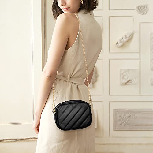 GEEAD Small Quilted Crossbody Bags for Women Trendy Design Shoulder Purse with Round Zip Bag