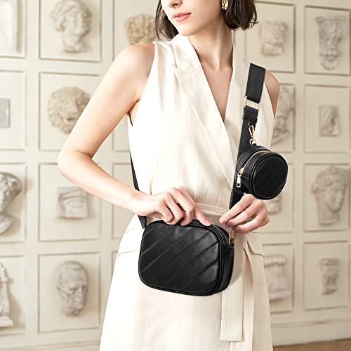 GEEAD Small Quilted Crossbody Bags for Women Trendy Design Shoulder Purse with Round Zip Bag