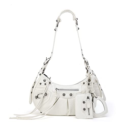 Women Punk Style Rivet Satchels Handbags Crocodile Pattern Shoulder Bags With Mirror And Card Hobo Bags