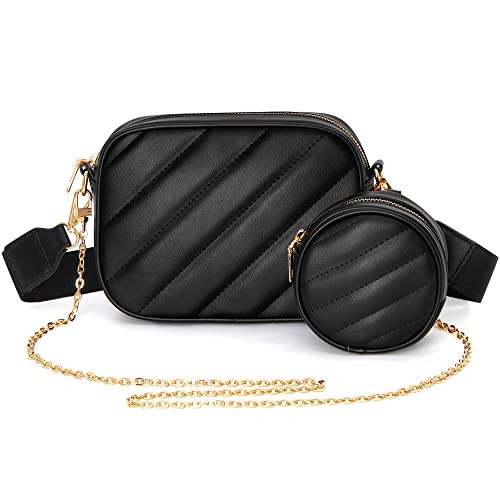 GEEAD Small Quilted Crossbody Bags for Women Trendy Design Shoulder Purse with Round Zip Bag