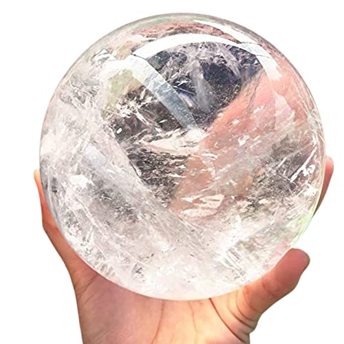 RALDMOV Natural Clear Quartz Crystal Ball,White Crystal Sphere Healing Crystal Ball Home Decor Prosperous Love Invite Wealth + Pedestal