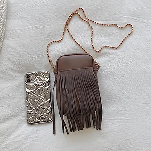 Satchel Bags for Women Crossbody Leather Shoulder Classic Small Capacity Leather Messenger Bag Chain Strap Clutch Bags, Brown