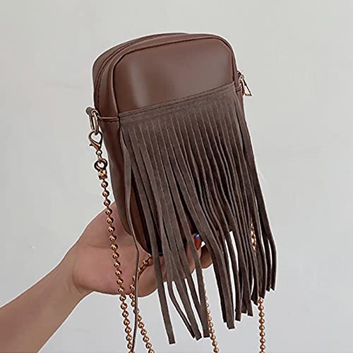 Satchel Bags for Women Crossbody Leather Shoulder Classic Small Capacity Leather Messenger Bag Chain Strap Clutch Bags, Brown
