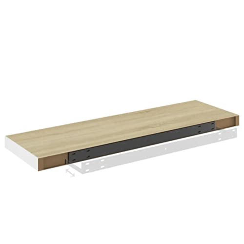 SKM Floating Wall Shelf Oak and White 31.5"x9.3"x1.5" MDF