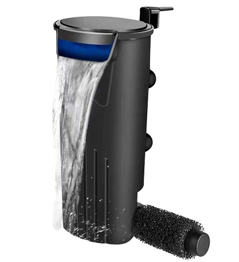 TechnologyMatter Turtle Filter Submersible Low Water Level Waterfall Filter Turtle Tank Aquarium Filter (Black Filter)