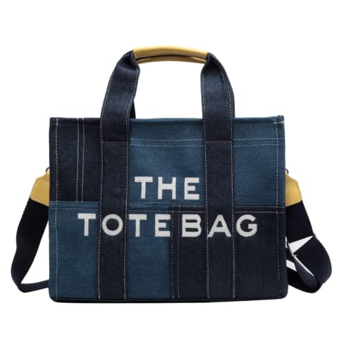 Ervkgm The Tote Bag for Women, Canvas Crossbody Bags Travel Tote Crossbody Shoulder Bag for Work Shopping Date and Vacation (Medium,Bule)