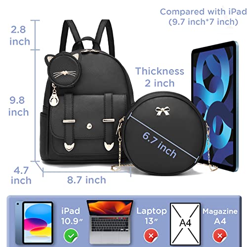 BESYIGA Girls Fashion Backpack 3PCS Mini Backpack Purse for Women Kids Backpack Purse PU Leather Travel Satchel Backpack Shoulder Bag Purple