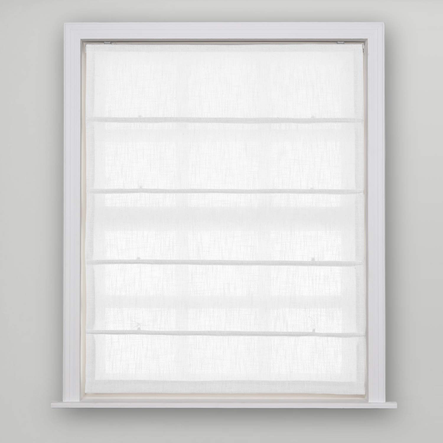 Cololeaf Roman Shade - Faux Linen, Light Filtering & Blackout, Washable Fabric, Install Hardware Included, Snow White, 1 Piece
