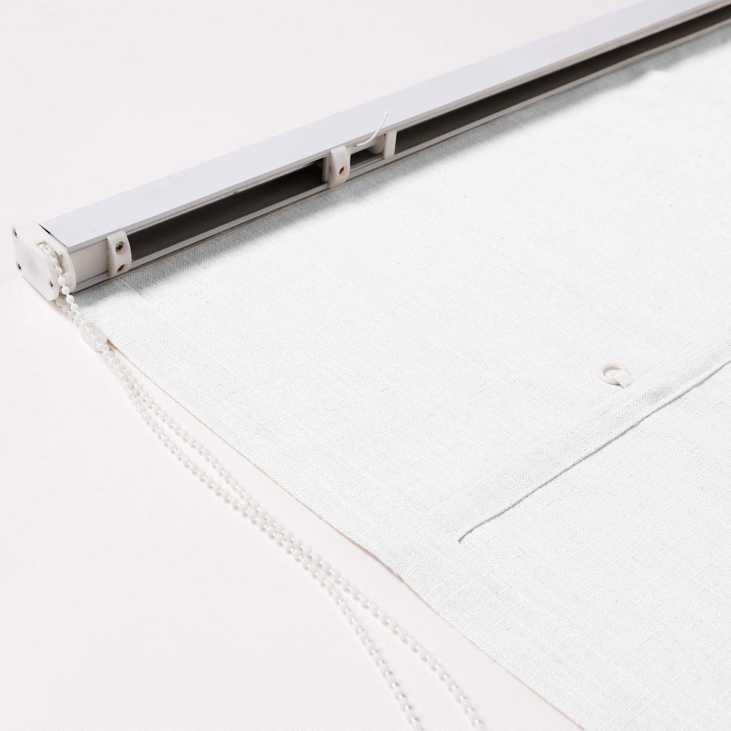 Cololeaf Roman Shade - Faux Linen, Light Filtering & Blackout, Washable Fabric, Install Hardware Included, Snow White, 1 Piece