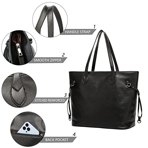 MBDFUT Handbags for Women Soft Leather Purse Large Capacity Satchel Fashion Tote Shoulder Bag Solid Ladies Bags