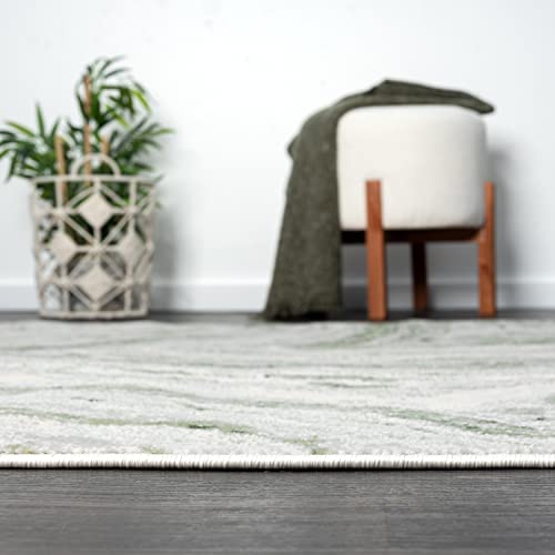 Abani Atlas 8'x10' Green/Grey Area Rug, Abstract Marble - Durable Non-Shedding - Easy to Clean