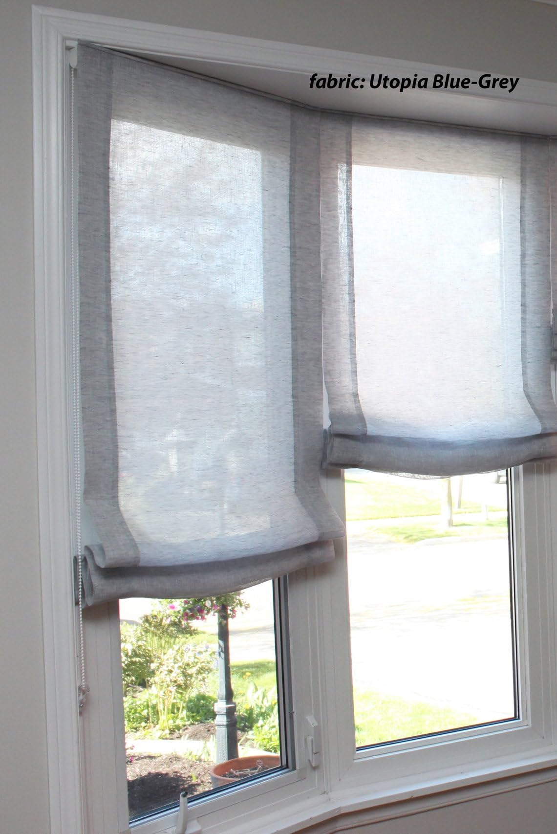 Cordless Roman Shades, Utopia (100% sheer linen), Sheer Linen Roman Shades, Custom Made Window treatments
