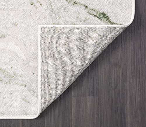 Abani Atlas 8'x10' Green/Grey Area Rug, Abstract Marble - Durable Non-Shedding - Easy to Clean