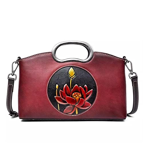 YDXNY Retro Women's Bag Shopping Hand-Painted Handbag Casual Women's Shoulder Messenger Bag (Color : Black, Size