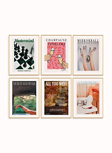 Taylor Music Swift Midnights Posters Vintage Album Wall Art for Room Aesthetics,Champagne Problems Canvas Prints Girly Pops Preppy Room Wall Decor Set of 6 for Living Room Bedroom 8x10in Unframed