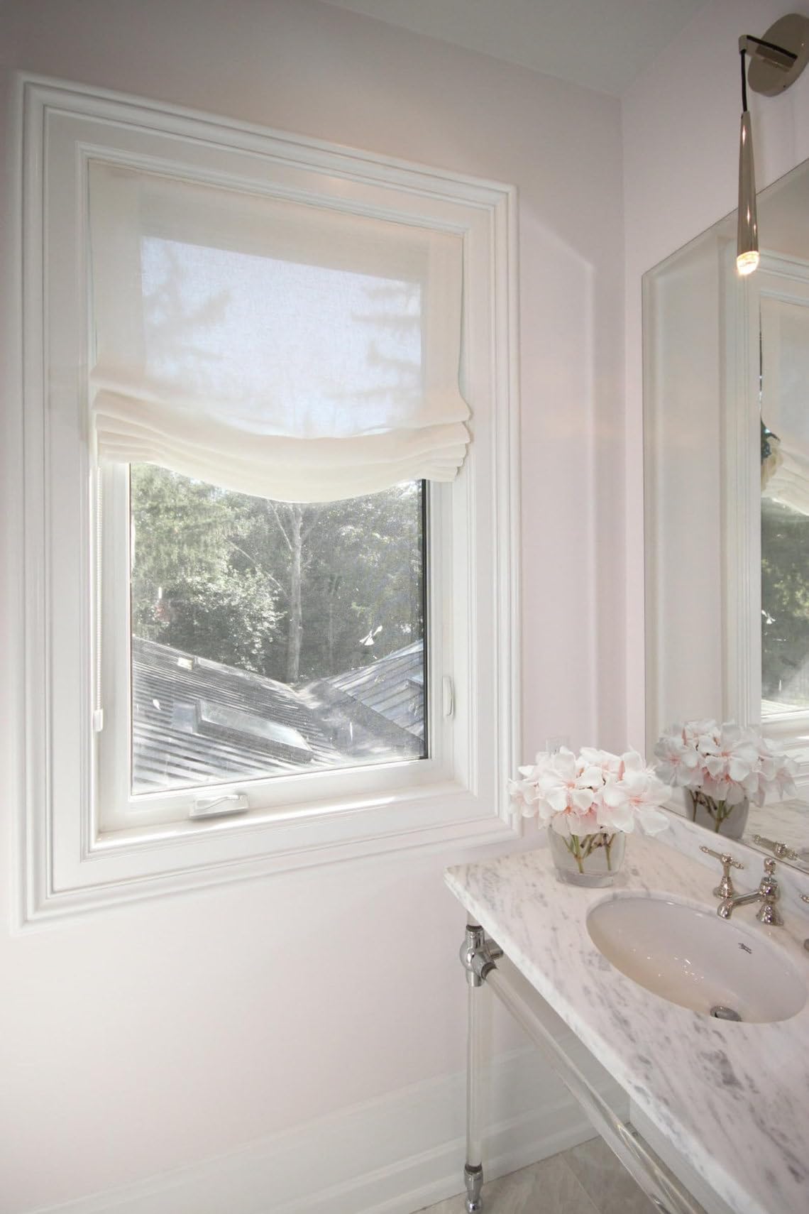 Cordless Roman Shades, Utopia (100% sheer linen), Sheer Linen Roman Shades, Custom Made Window treatments
