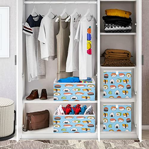 Kigai Foldable Storage Bins Cube,Kawaii Sushi Closet Storage Baskets for Shelves Storage Box Open Storage Bins or Nursery Shelf, Closet, Office 11x11x11in