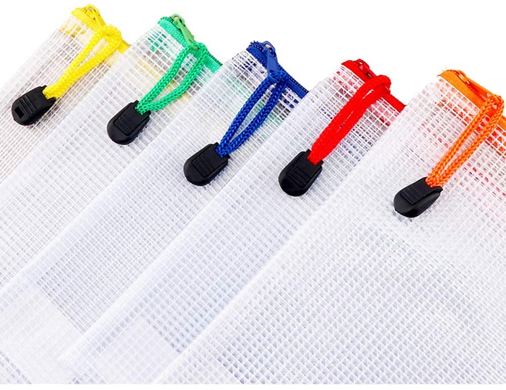 Oaimyy-18 Pcs,3"x 5",Plastic Mesh Zipper Pouch Document Folders Bag Zipper Zip File Folders for Office Supplies, Travel,Organizing Storage (3"x 5" inch, Multicolor)
