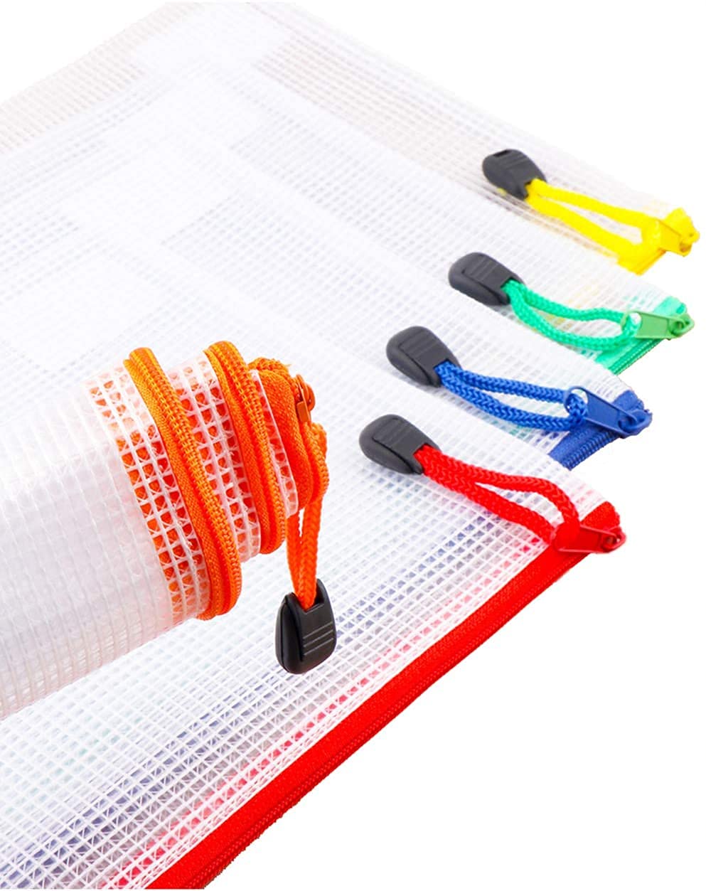Oaimyy-18 Pcs,3"x 5",Plastic Mesh Zipper Pouch Document Folders Bag Zipper Zip File Folders for Office Supplies, Travel,Organizing Storage (3"x 5" inch, Multicolor)