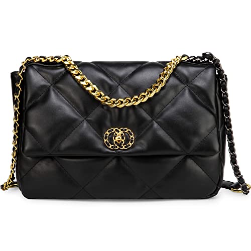 Crossbody Bags for Women Vegan Leather Handbags Classic Tote Purse with Adjustable Strap large Messenger Shoulder Bags Black
