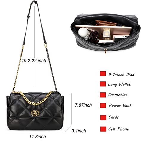 Crossbody Bags for Women Vegan Leather Handbags Classic Tote Purse with Adjustable Strap large Messenger Shoulder Bags Black