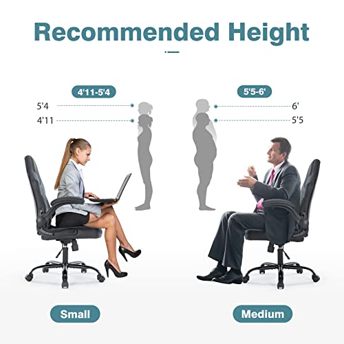 Gaming Chair Ergonomic Office Chair, Padded High Back Computer Desk Chair with Flip-up Armrests, PU Leather Executive Office Chair Swivel Rolling Chair for Adults Teens, Height Adjustable, Tilt & Lock