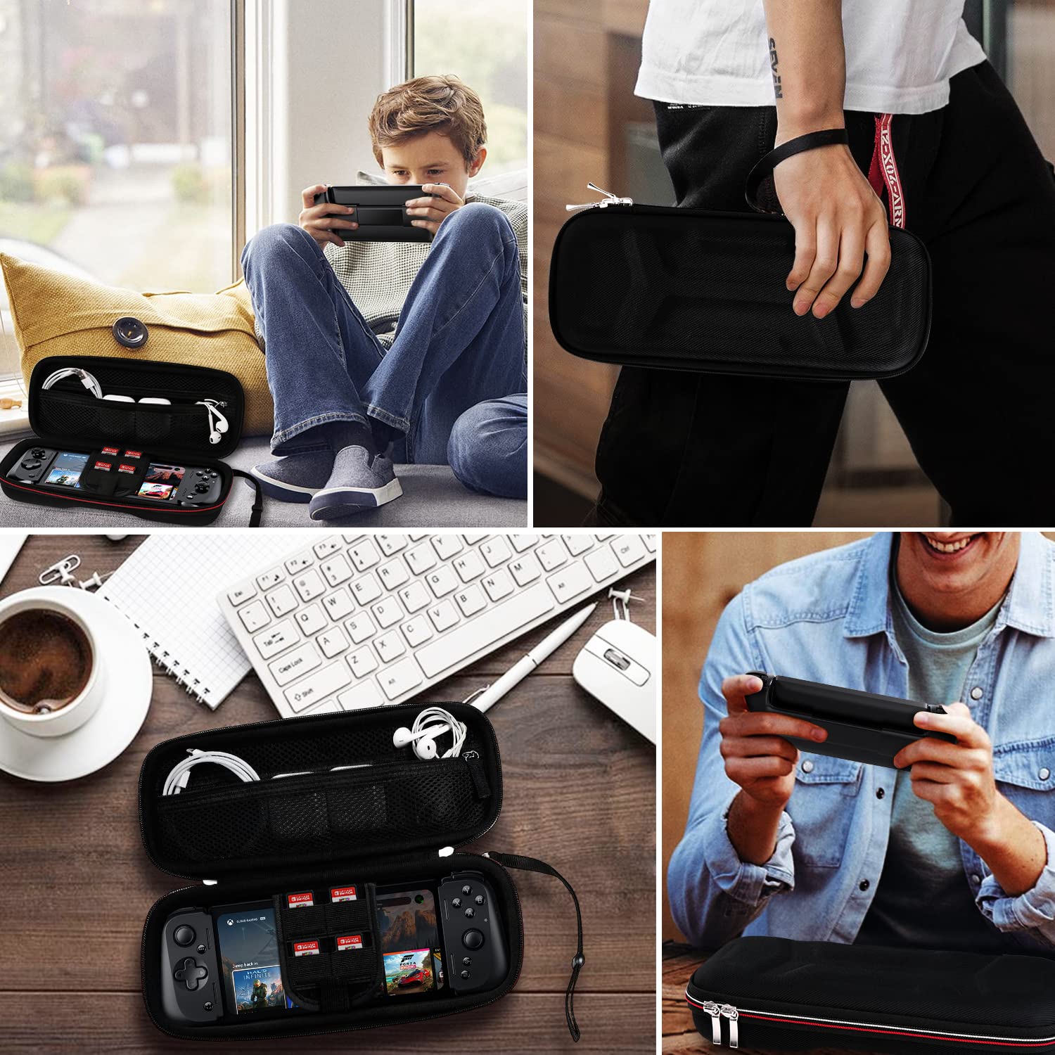 ivoler Carrying Case for RAZER EDGE Wi-Fi/5G/FOUNDERS EDITION, GAMING HANDHELD 6.8''2022 Portable Hard Shell Pouch Carrying Travel Game Bag for RAZER EDGE Accessories Holds 4 Game Cartridge (Black)