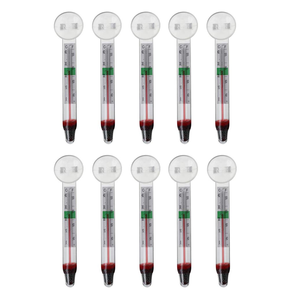 10-Pack Aquarium Floating Thermometer Accurate Fish for Tank Thermometers with Suction Cup 0-40℃ 40-100℉ Temperature Aquarium Fish Tank Digital Scale Stick On Thermostat Thermometer Strip Display